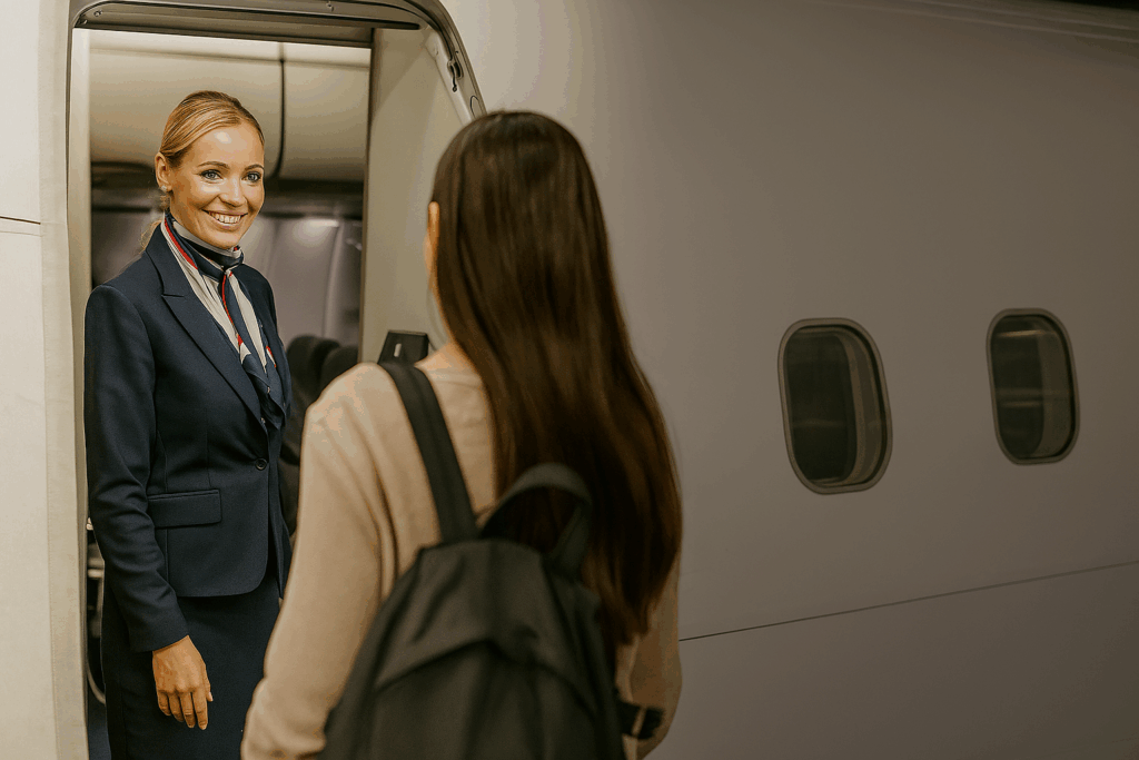 Why Flight Attendants Greet You at the Door - Live Love Drink Travel